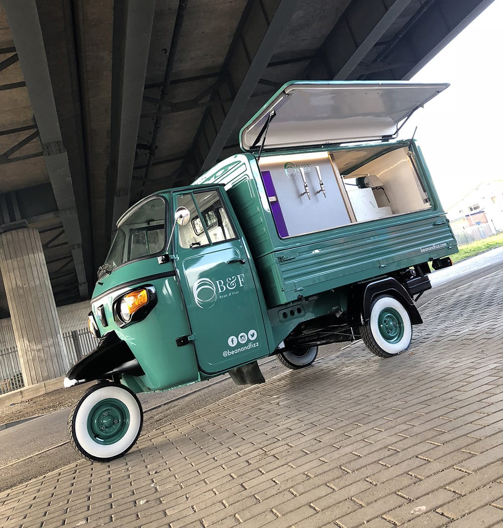 Piaggio mobile Prosecco and coffee van by Coffee Latino - Coffee Latino